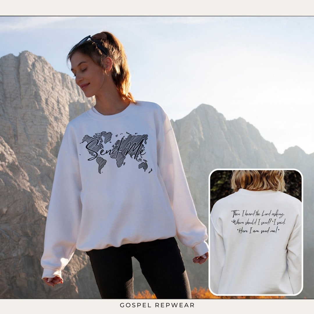 World Map Christian Missionary Sweatshirt, Missions Crewneck Shirt ...