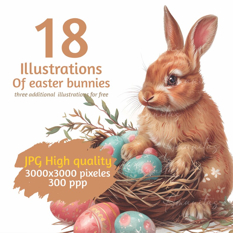 Easter Bunny Clipart Bundle, Easter Clipart, Easter Graphics, Easter ...