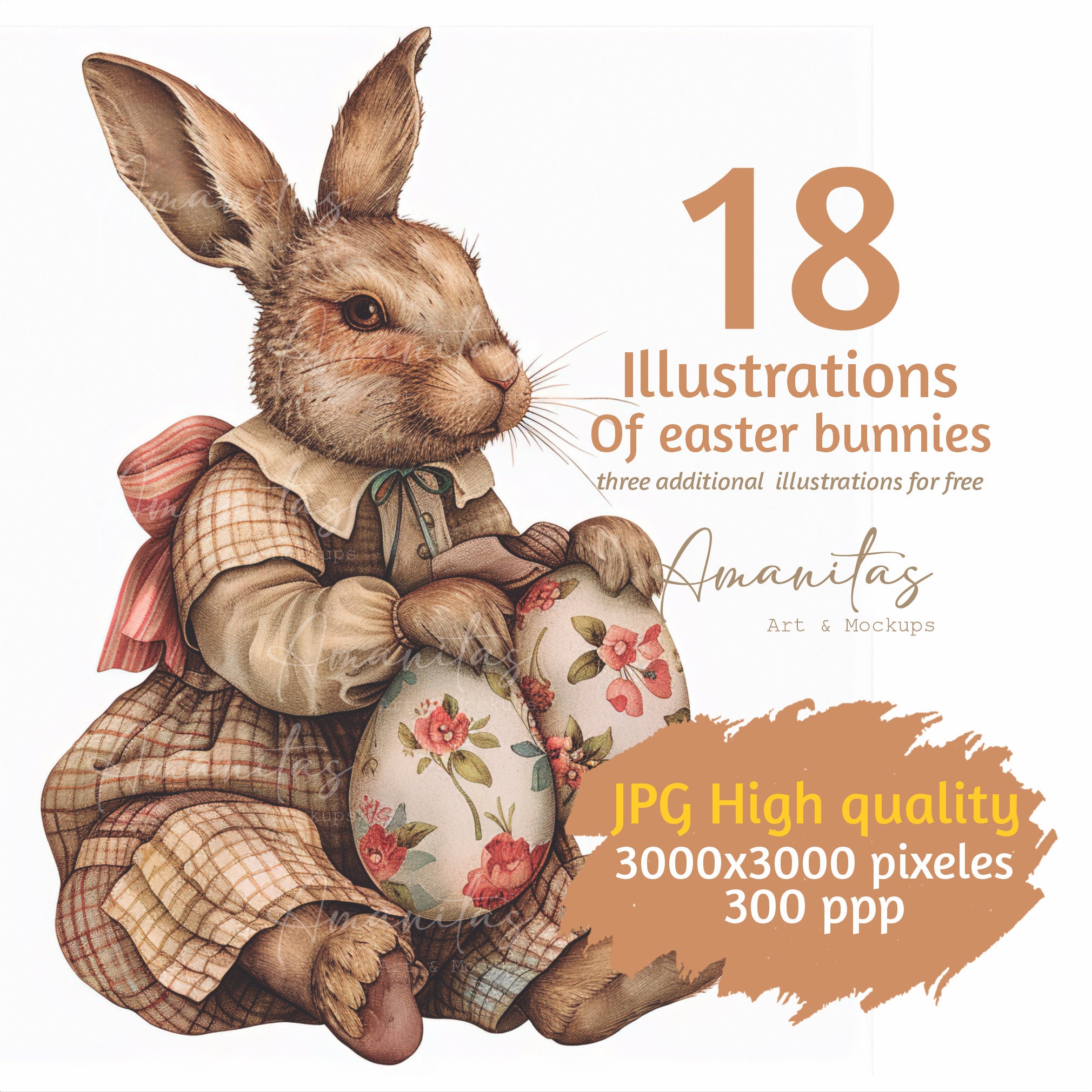 Easter Bunny Clipart Bundle, Easter Clipart, Easter Graphics, Easter ...
