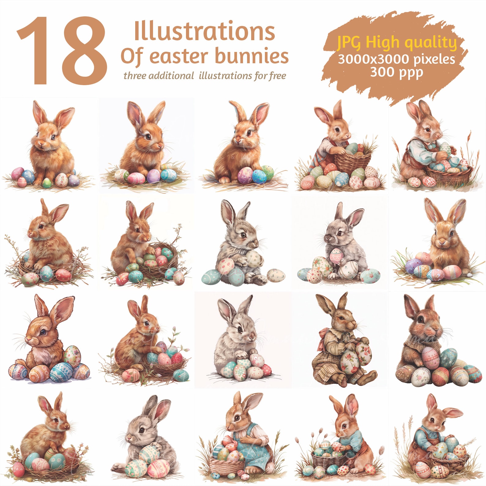 Easter Bunny Clipart Bundle, Easter Clipart, Easter Graphics, Easter ...