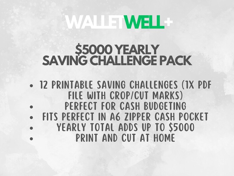 5000 Savings Challenge - Printable - Digital Download - Etsy