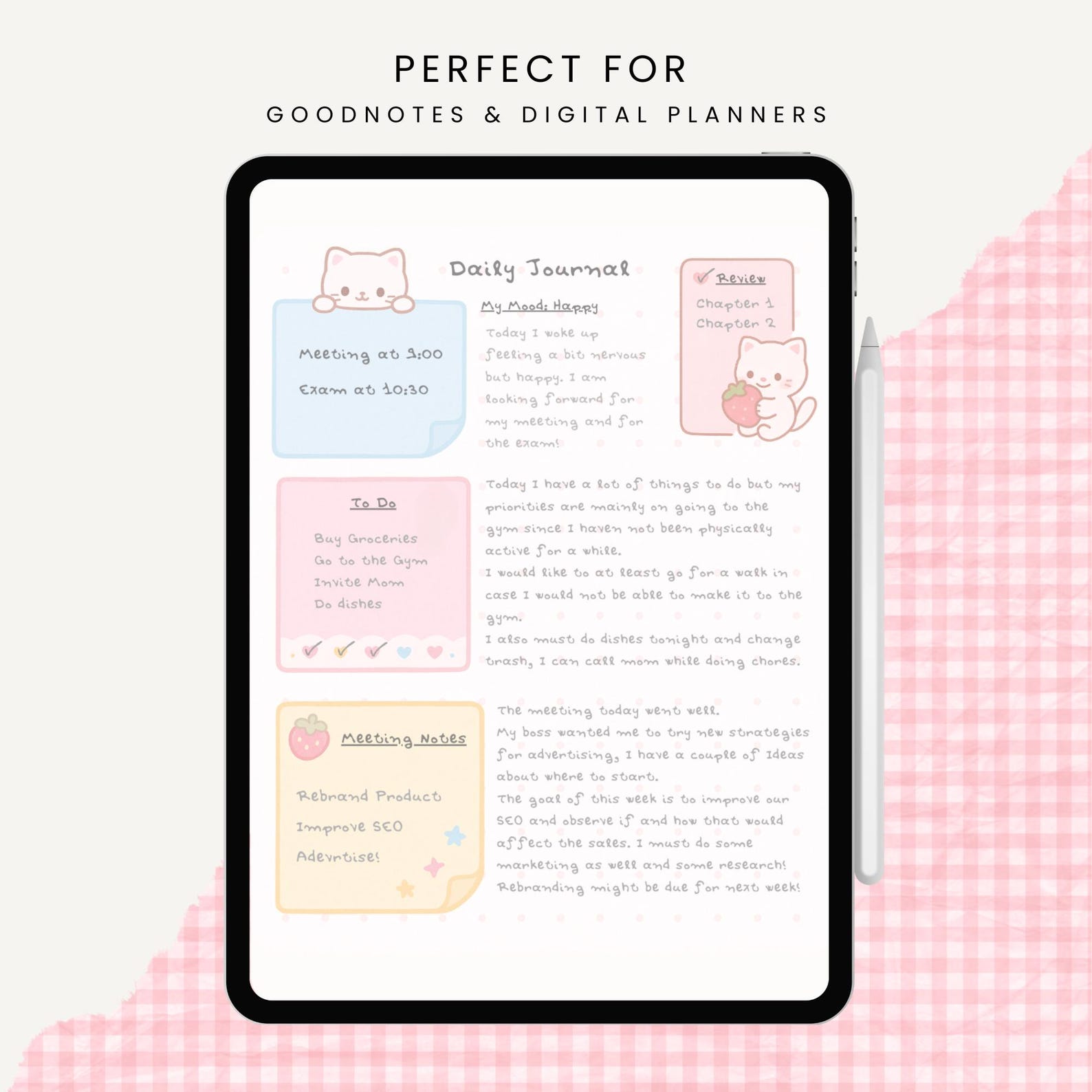 Pastel Kawaii Cute Digital Sticky Notes Cute Cat Digital Sticky Notes ...