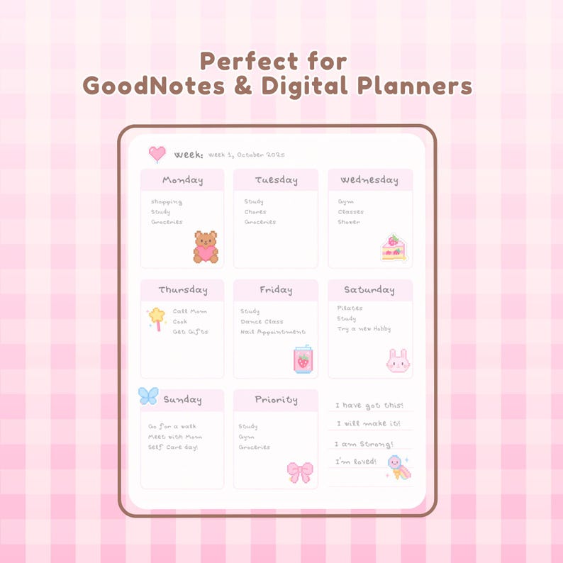 Cute Digital Planner Stickers Kawaii Digital Stickers Goodnotes Sticker ...