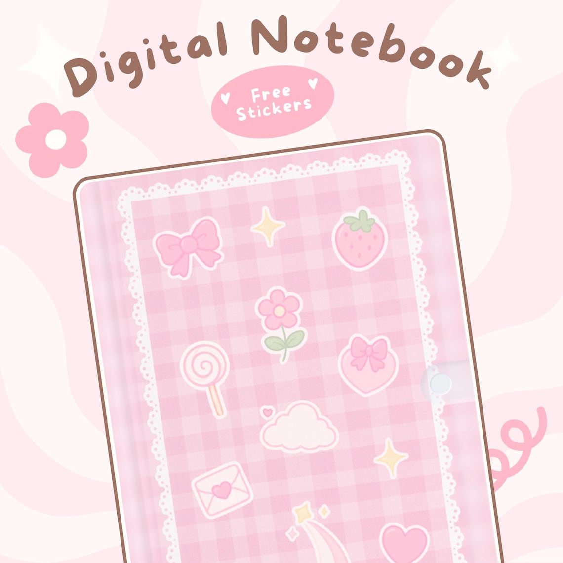 Kawaii Digital Notebook Pink Cute Goodnotes Notebook Bundle Digital ...