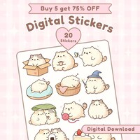 Cute Cat Digital Stickers | Kawaii Cat Planner Stickers | Digital ...