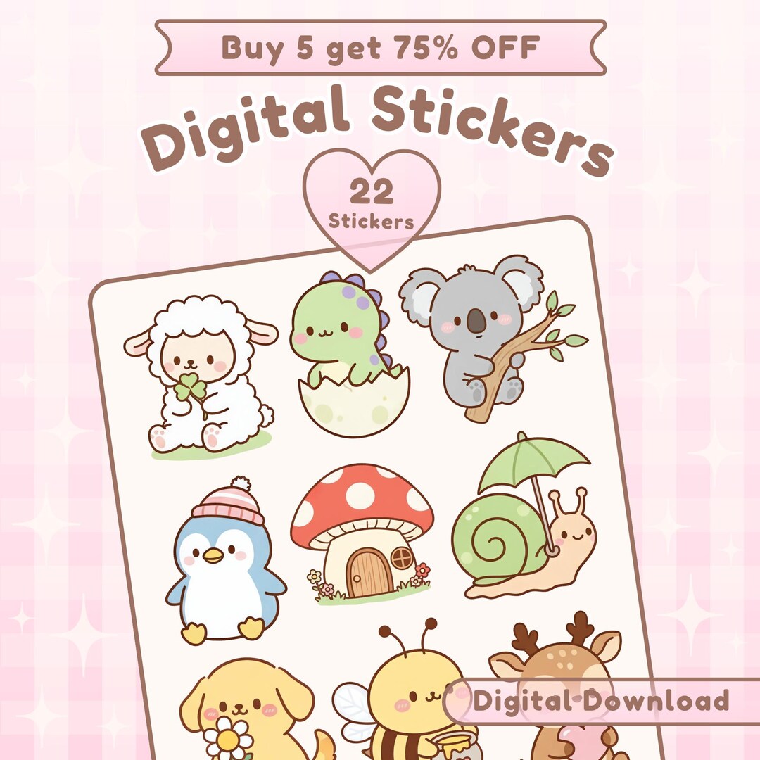 Cute Kawaii Digital Sticker Sheet Digital Planner & Digital Journal ...