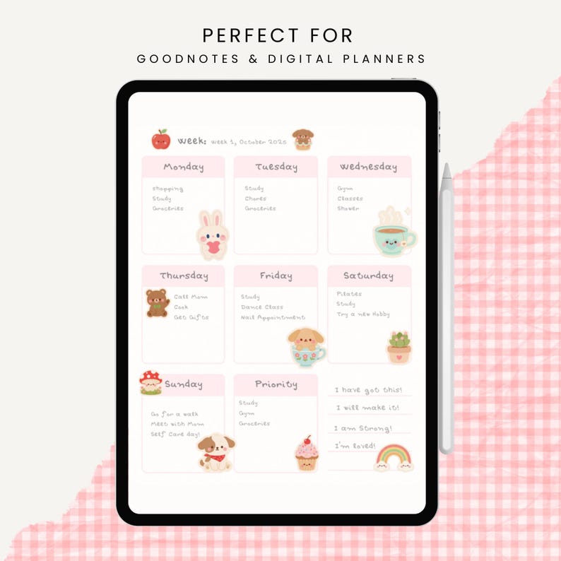 Cute Digital Sticker Sheet Adorable Animals Goodnotes Digital Stickers ...