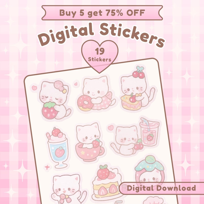 Cat Kawaii Goodnotes Stickers - Etsy