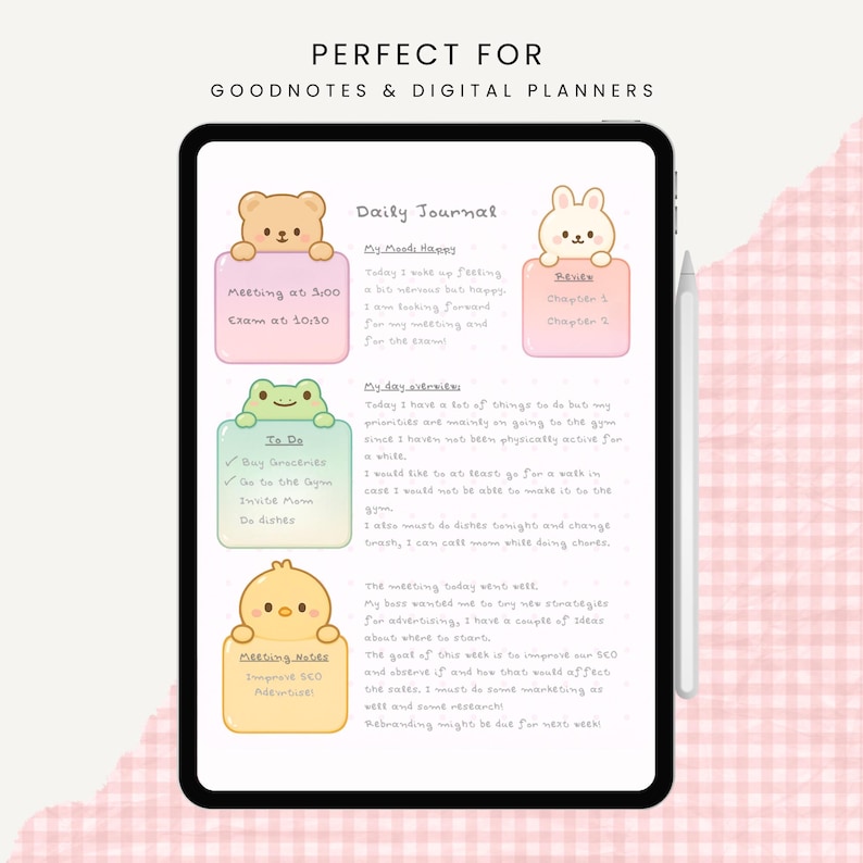 Kawaii Cute Digital Sticky Notes Adorable Animals Goodnotes Digital ...
