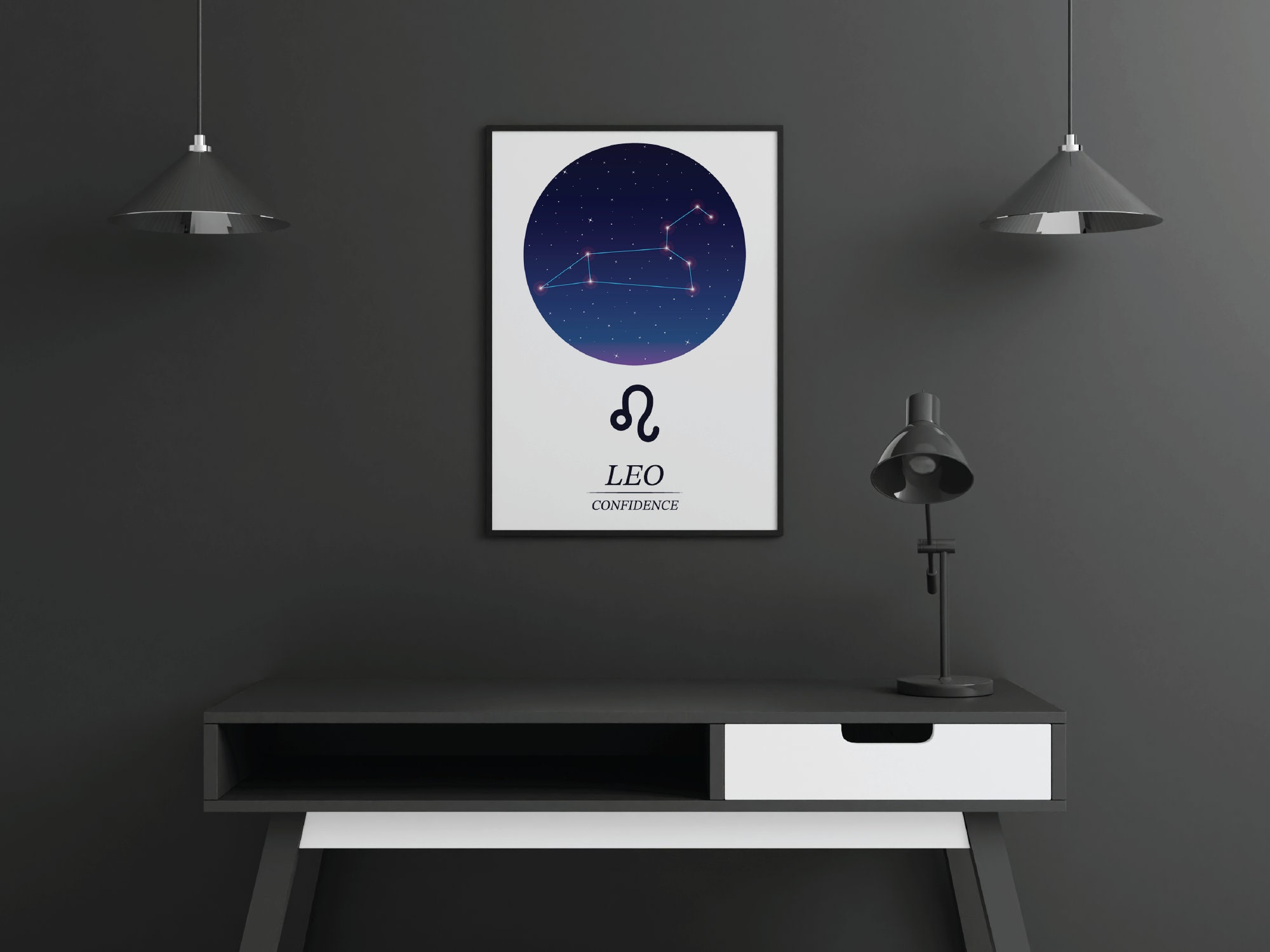 Leo Zodiac Star Sign Digital Print Constellation Wall Art Bold Home ...