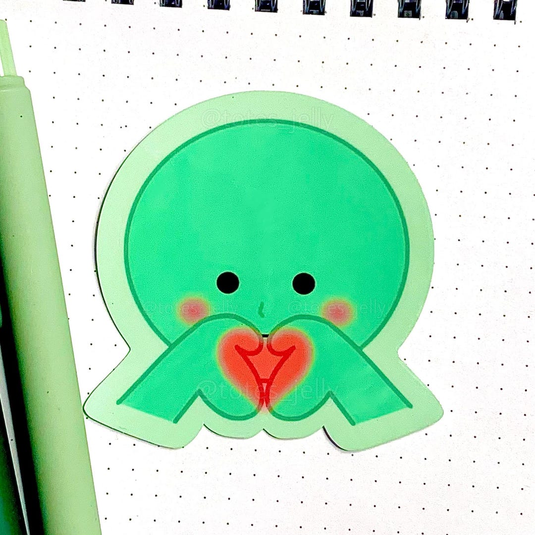 Smiski Loves You Heart Die-cut Matte Sticker | Weatherproof and ...