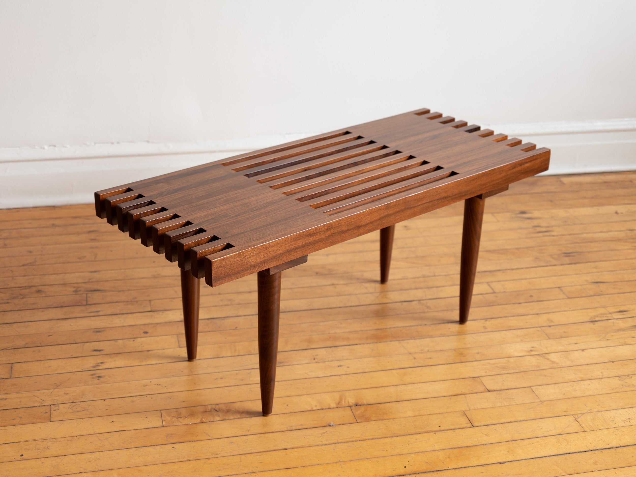 PRAIRIE - Handmade MCM Inspired Slat Cherry Wood Bench - Etsy