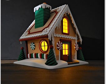 Light up Holiday Christmas Gingerbread House - Night Light Gingerbread ...
