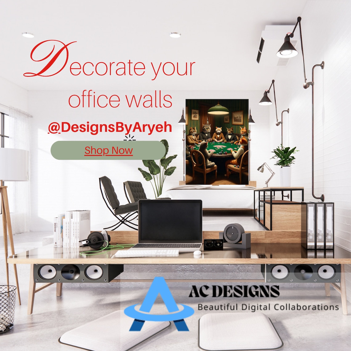 Cats Playing Poker Digital Art Printable Whimsical Cat Poker Game ...