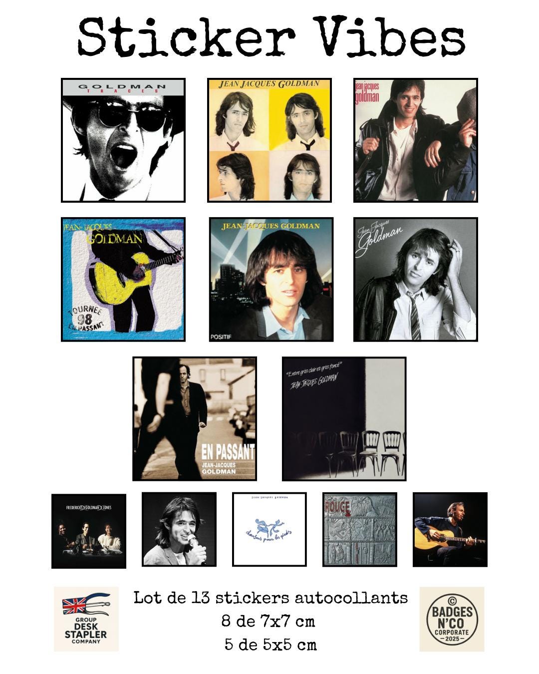 Jean-jacques Goldman Stickers Vibes Sticker Set of 13 Pieces Cult ...
