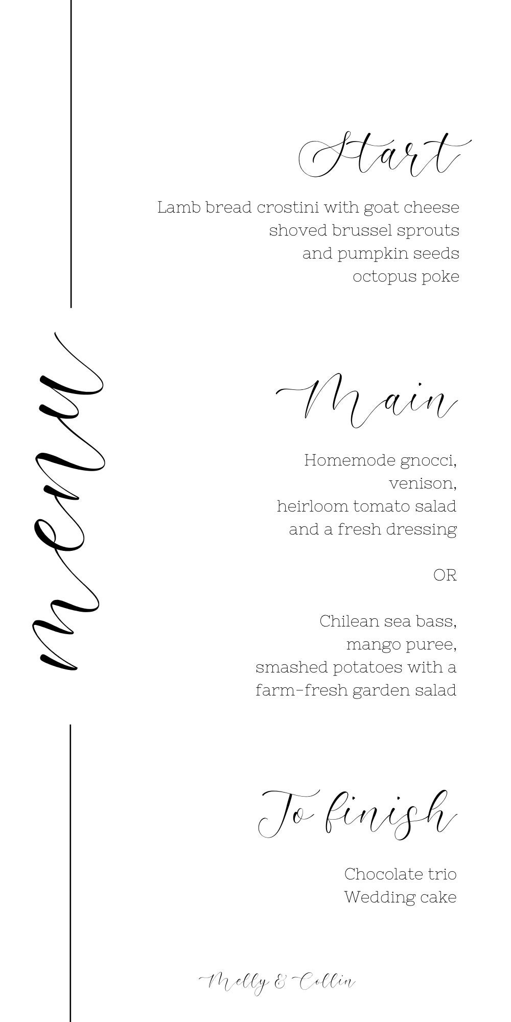 Modern Menu and Drinks Card Wedding, Black and White Menu Card ...
