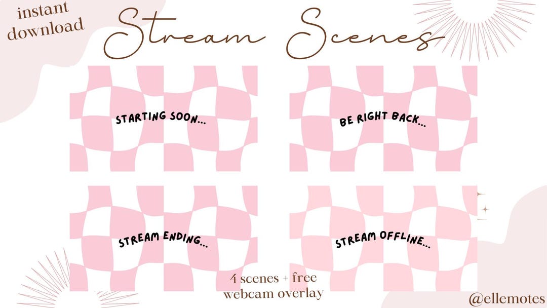 Animated Pink Check Stream Scenes Basic Twitch Overlay Simple Minimal ...