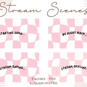 Animated Pink Check Stream Scenes Basic Twitch Overlay Simple Minimal ...