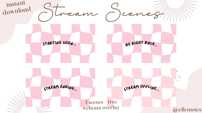 Animated Pink Check Stream Scenes Basic Twitch Overlay Simple Minimal ...