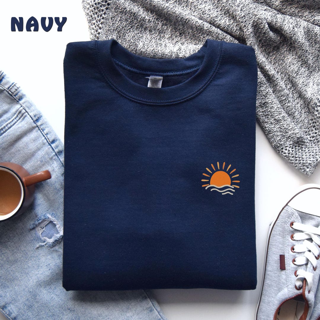 Sun Embroidered Pocket Summer Sweatshirt, Sunshine Sweatshirt, Sunset ...