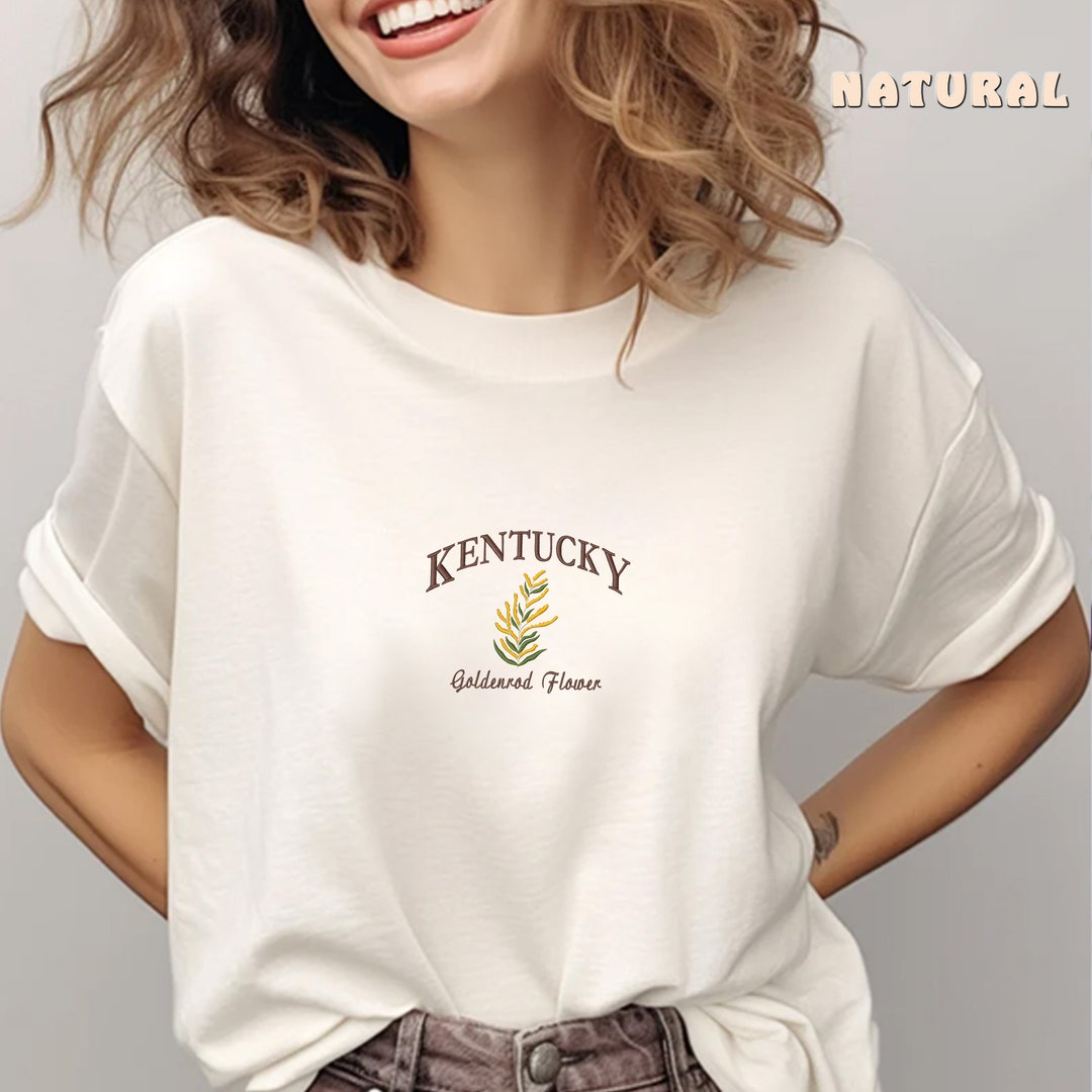 Kentucky Embroidered Shirt, Goldenrod Flower Shirt, State T-shirt ...