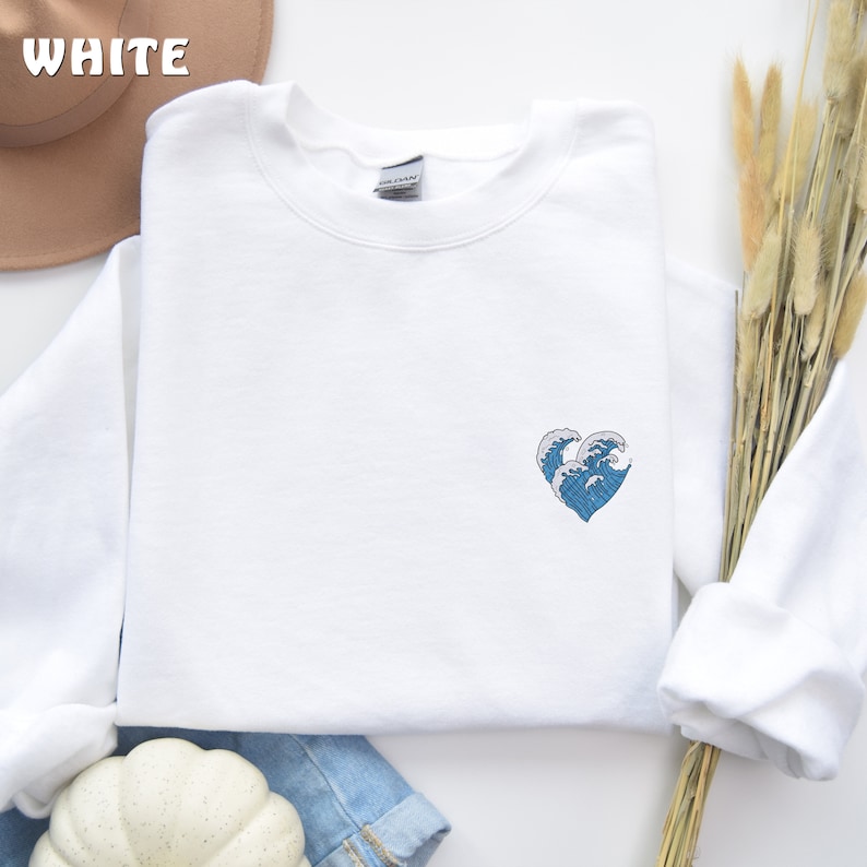 Embroidered Ocean Wave Shirt, Surf Sweatshirt, Surfer Gift, Surfer ...