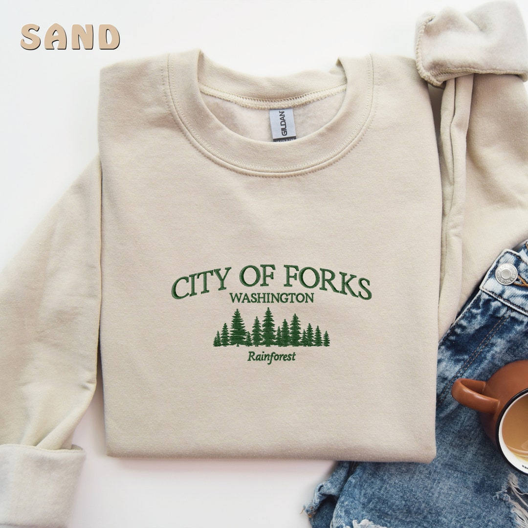 Embroidered Rainforest City of Forks Washington Sweatshirt, National ...