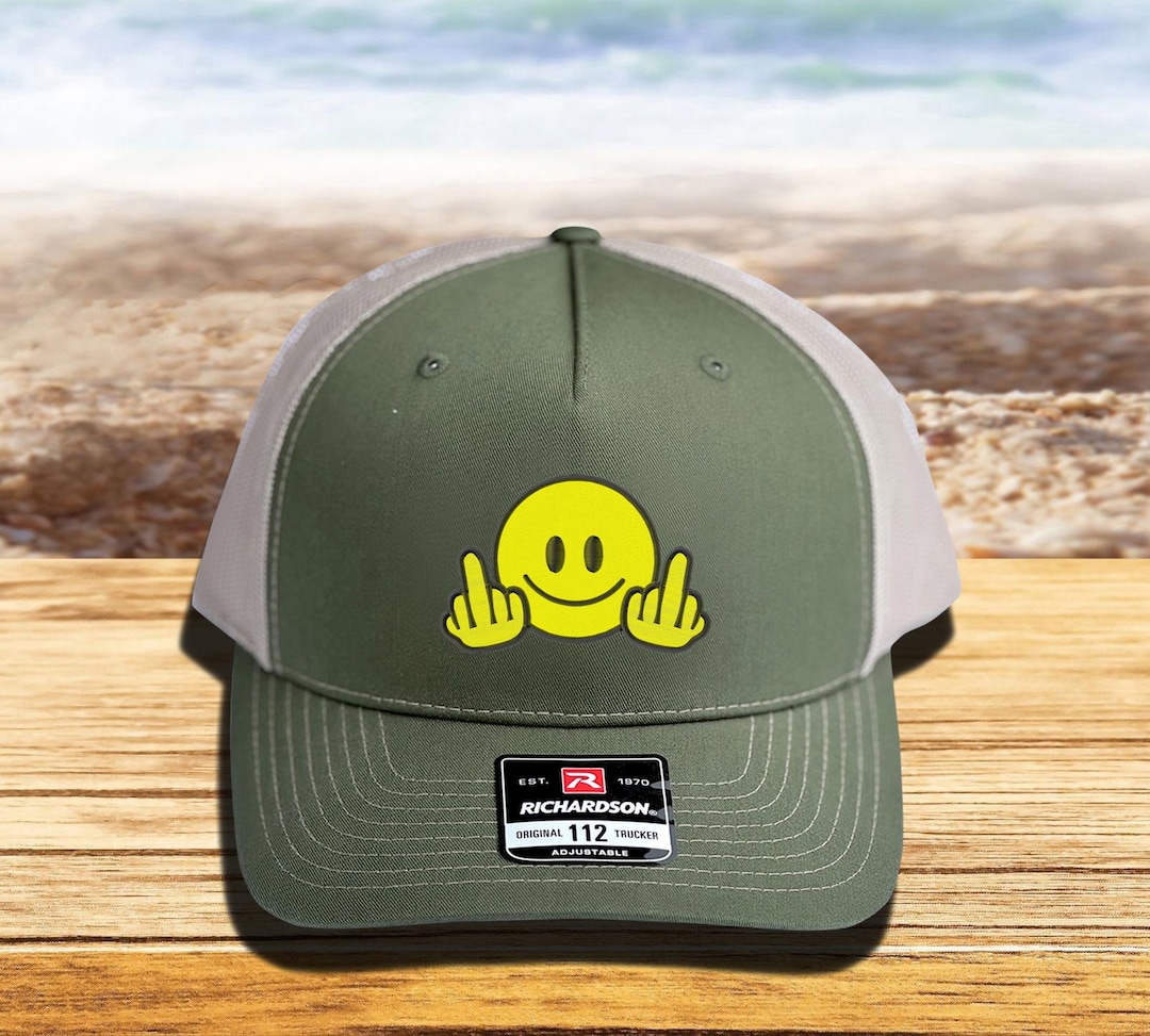 Embroidered Smiley Face Fingers Richardson Cap, Smiley Hat, Happy Face ...