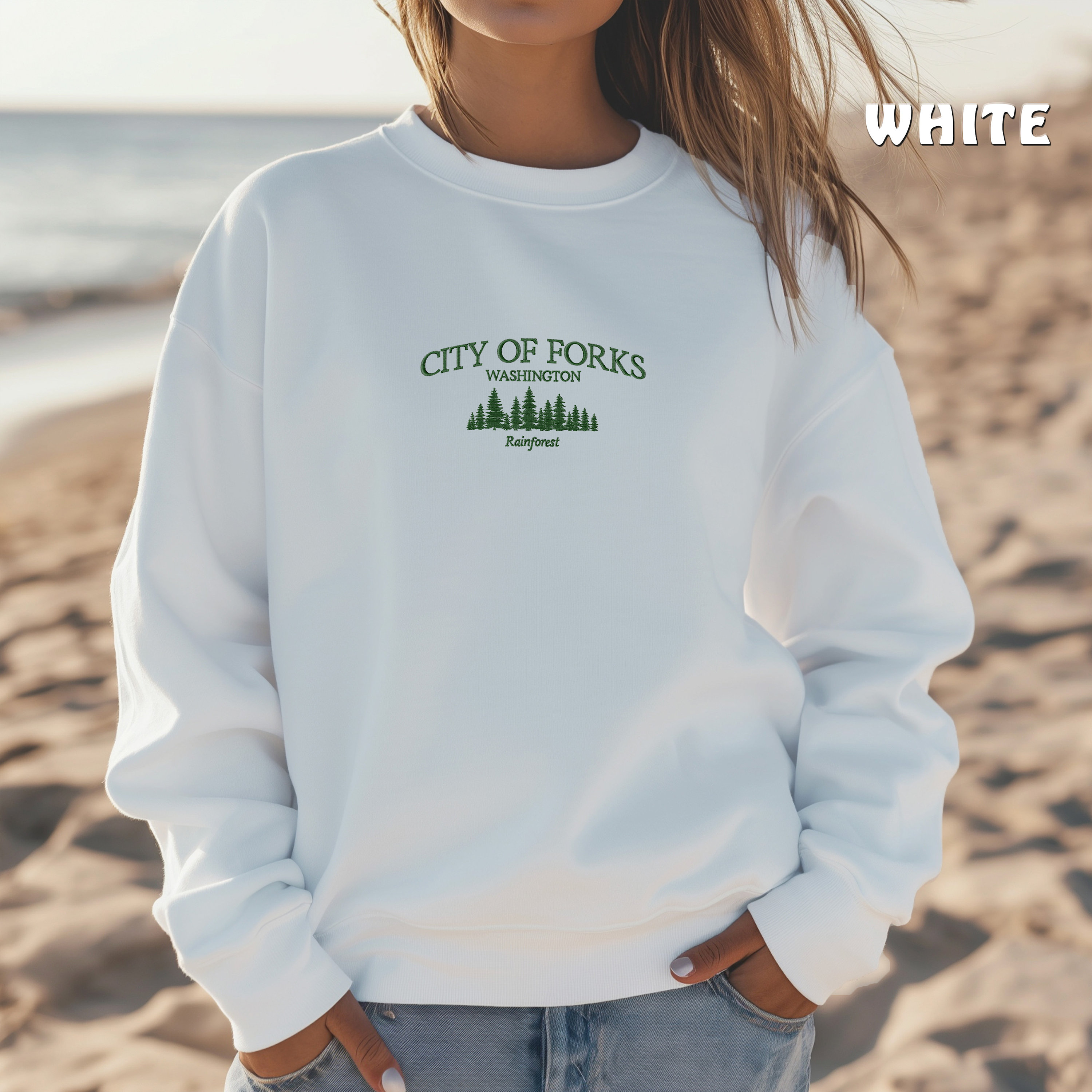 Embroidered Rainforest City of Forks Washington Sweatshirt, National ...