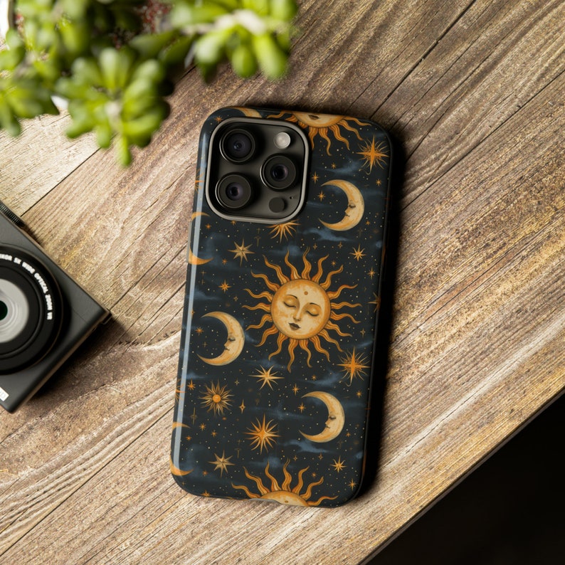 Smiling Gold Sun and Moon Phone Case Iphone, Samsung Galaxy, Google ...
