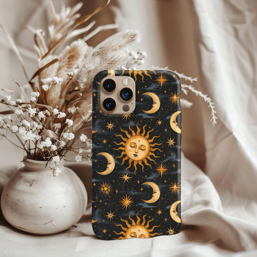 Smiling Gold Sun and Moon Phone Case Iphone, Samsung Galaxy, Google ...