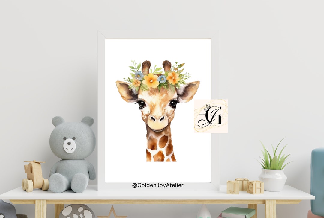 PRINTABLE Baby Giraffe Flower Detail Chic-a4 Prints for Nursery Wall ...