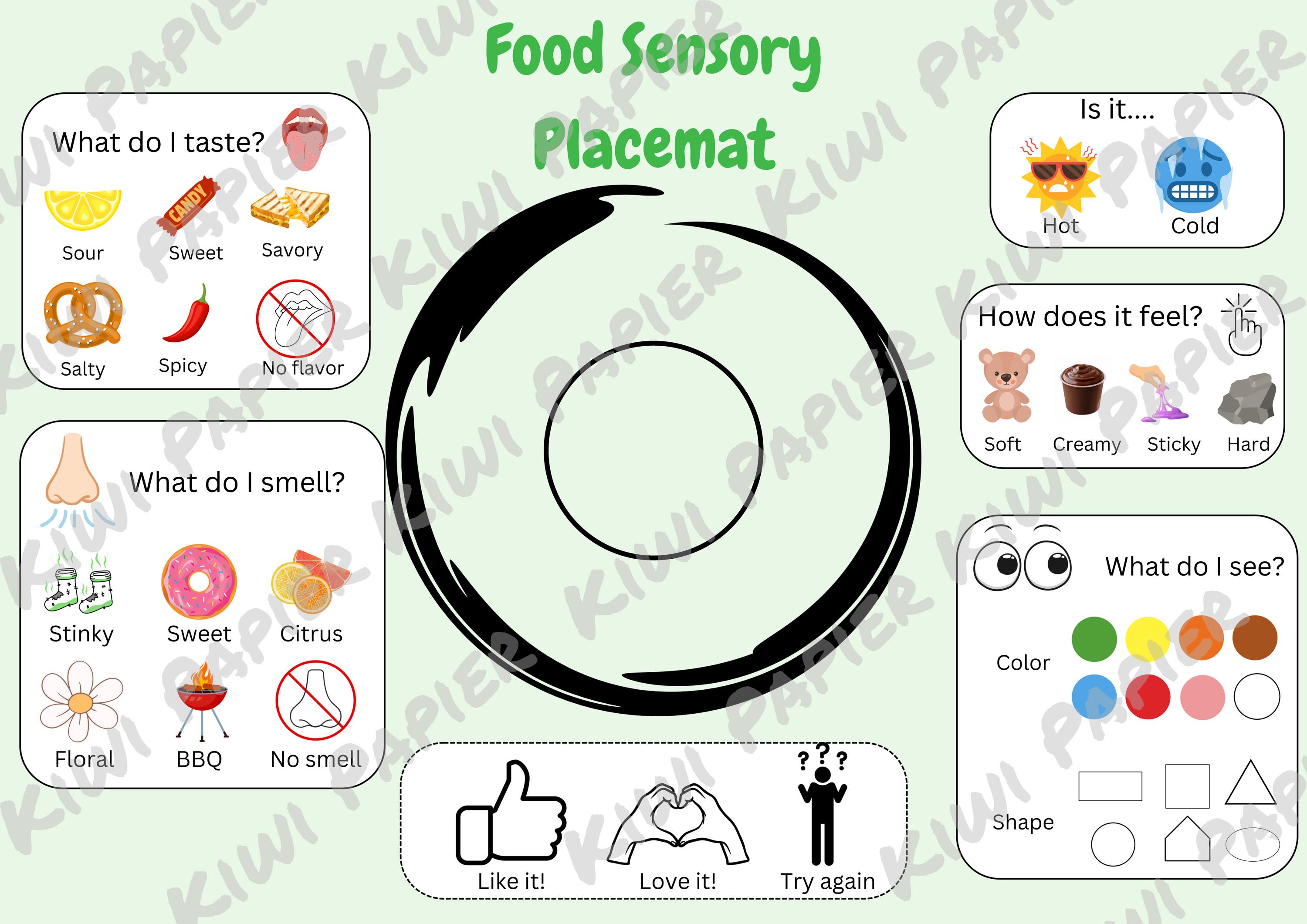 Food Sensory Placemat for Picky, Fussy or Selective Eaters! - Etsy