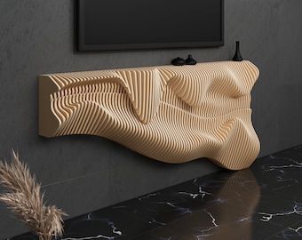 Parametric Art Wavy Wooden Panel and Modern TV Unit Design CNC Router ...