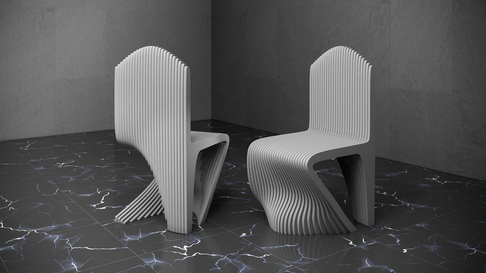 Parametric Design Wavy Wooden Art Chair Model Interior Modern Furniture ...