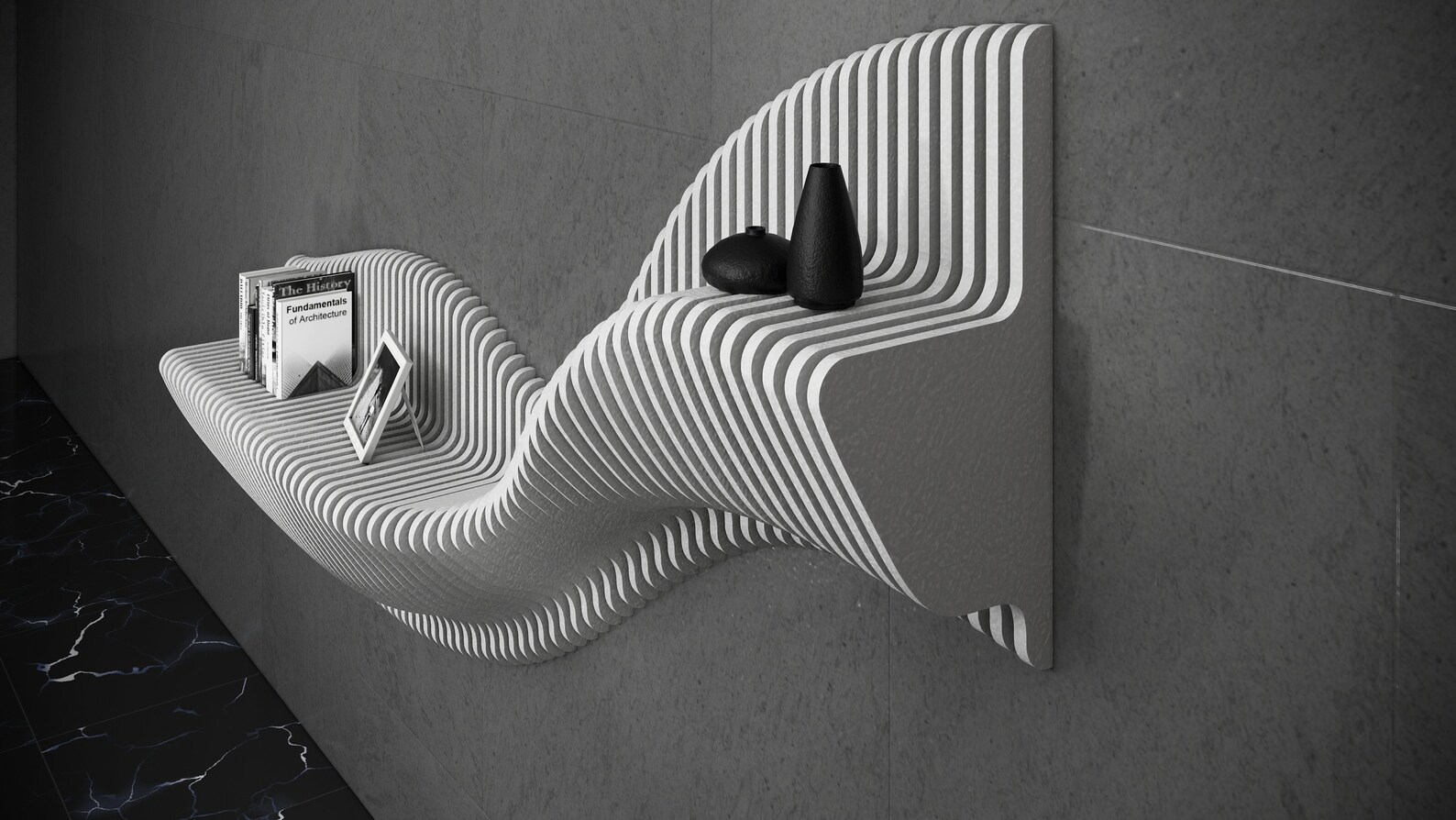 Parametric Wall Art Wavy Wooden Shelf Decor & Modern Furniture Design ...