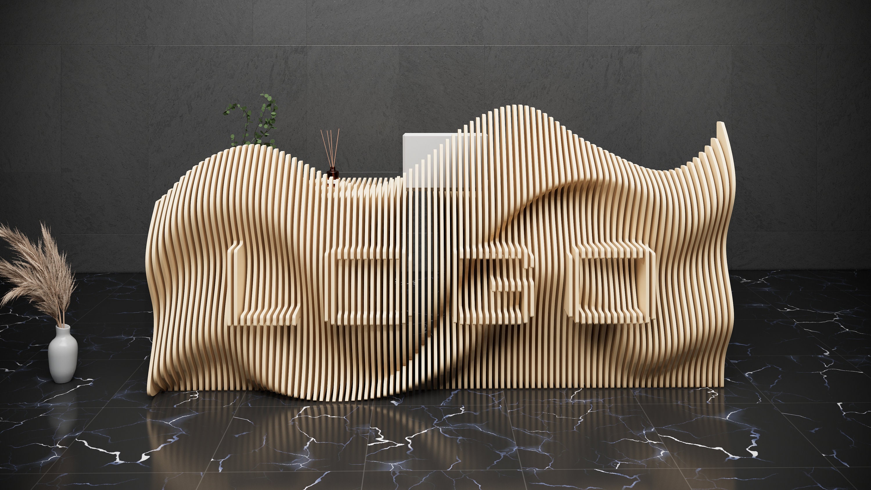 Parametric Logo Design Wavy Wooden Parametric Office Desk and Interior ...