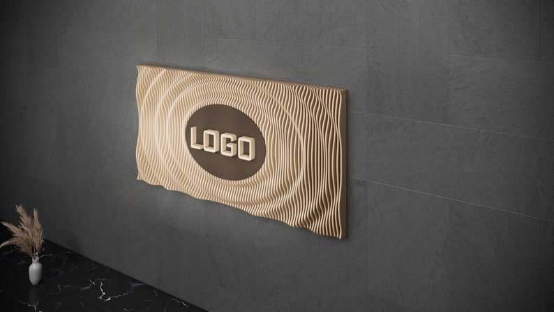 Parametric Logo Design Wavy Wooden Wall Decor and Interior Furniture 3D ...