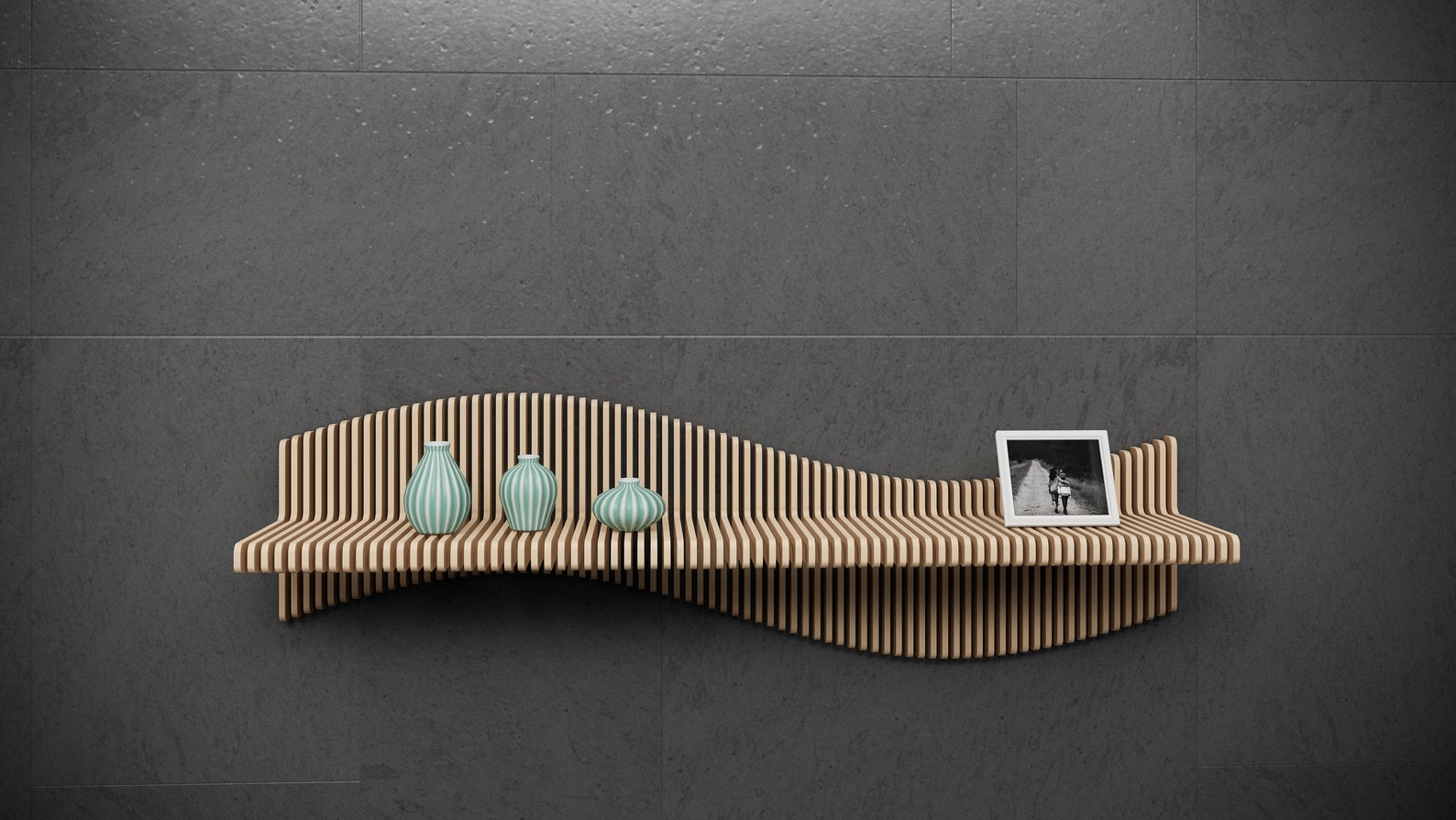Parametric Wall Art Wavy Wooden Shelf Decor & Modern Furniture Design ...