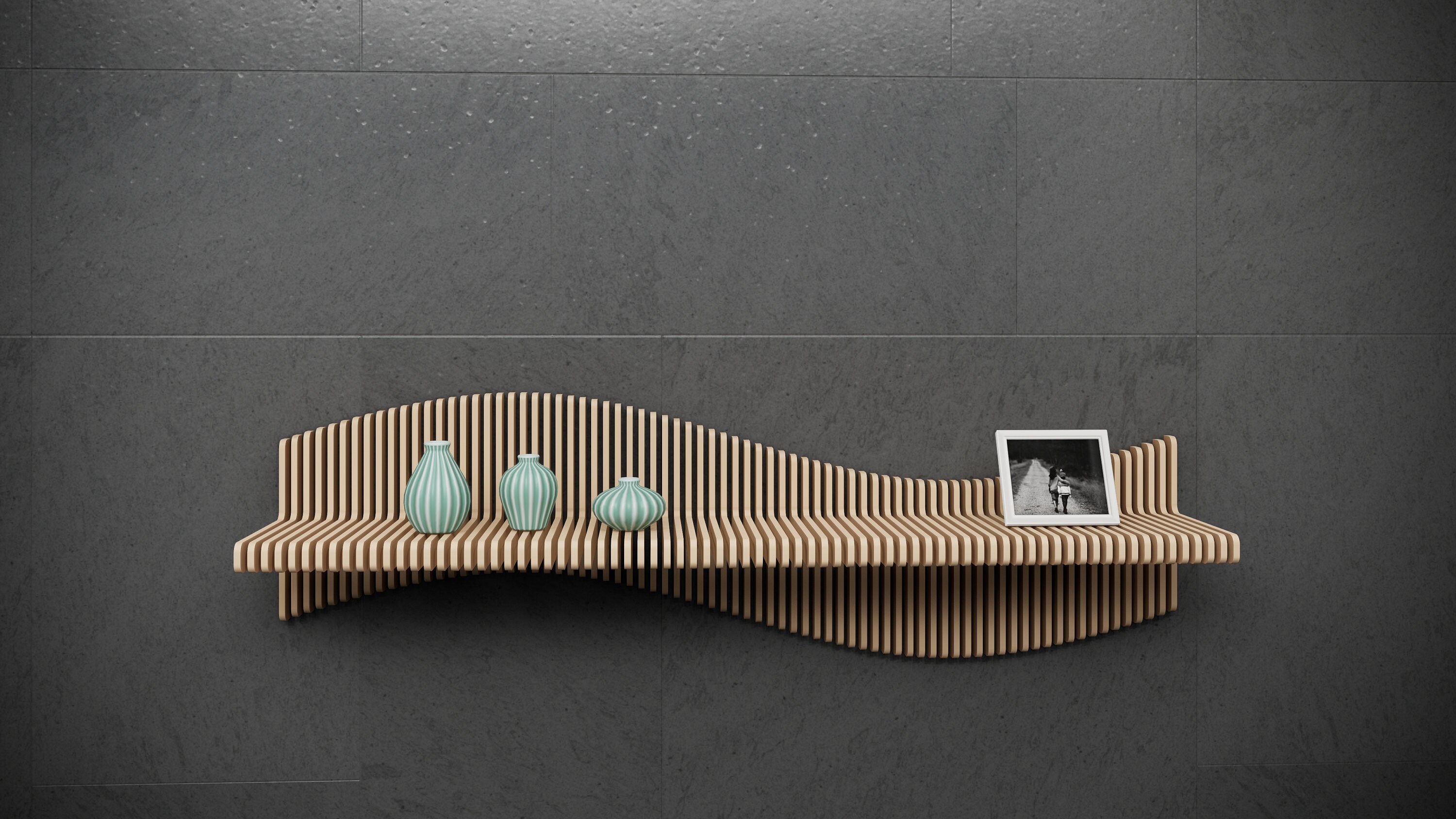 Parametric Wall Art Wavy Wooden Shelf Decor & Modern Furniture Design ...