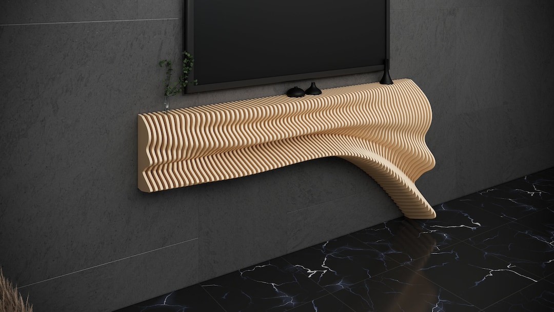 Parametric Shelf Unit Wavy Wooden Tv Unit Design & Architecture Art ...