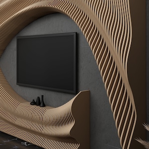 Parametric Art Wavy Wooden Panel and Modern TV Unit Design - CNC Router ...