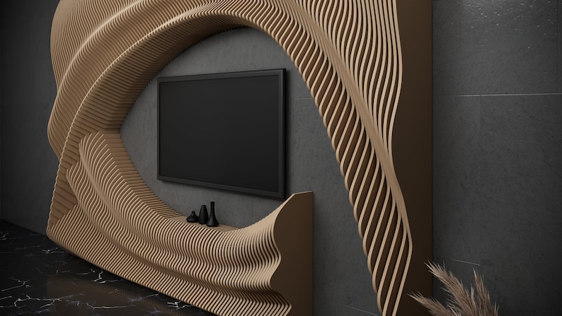 Parametric Art Wavy Wooden Panel and Modern TV Unit Design CNC Router ...