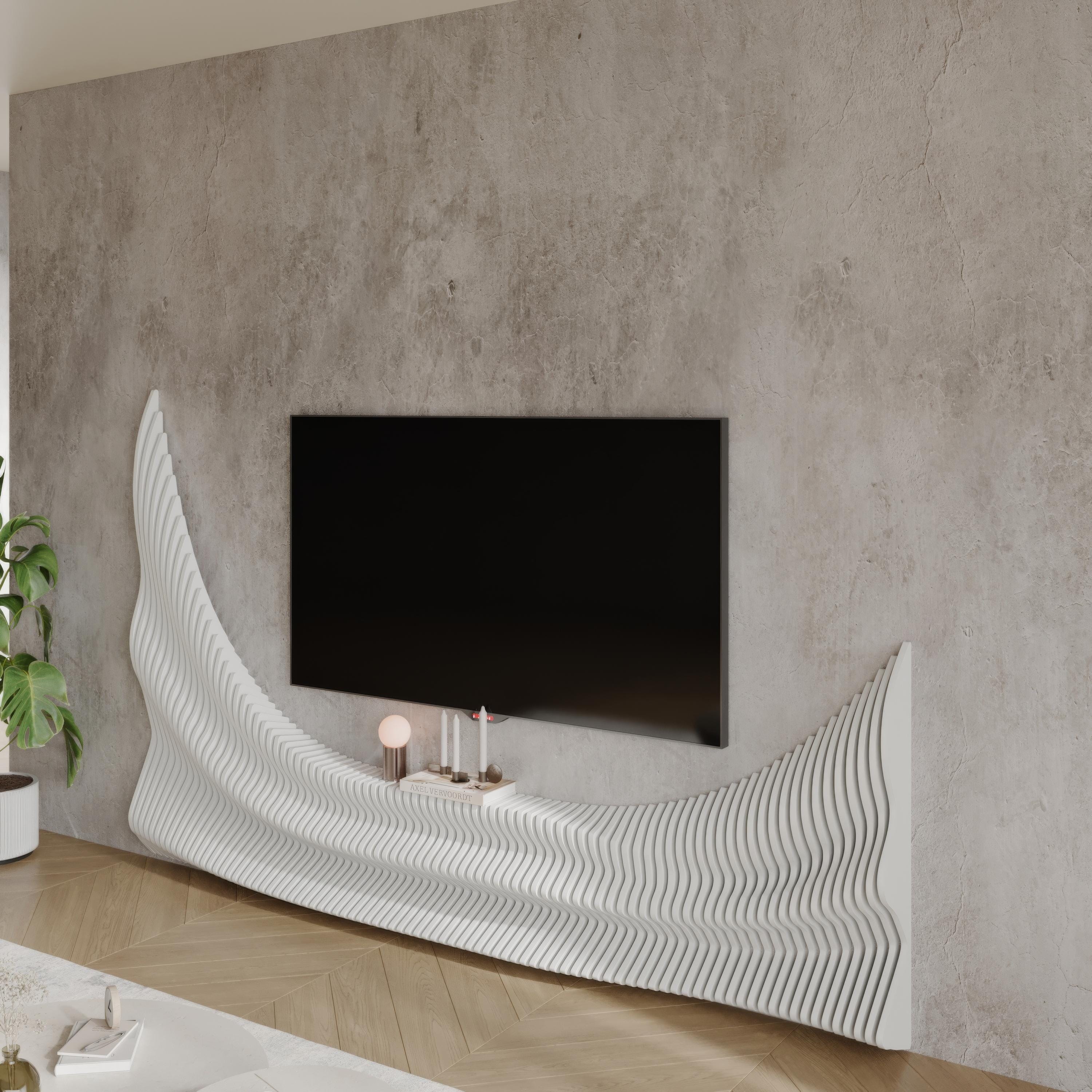 Parametric Shelf Unit Wavy Wooden Tv Unit Design & Architecture Art ...