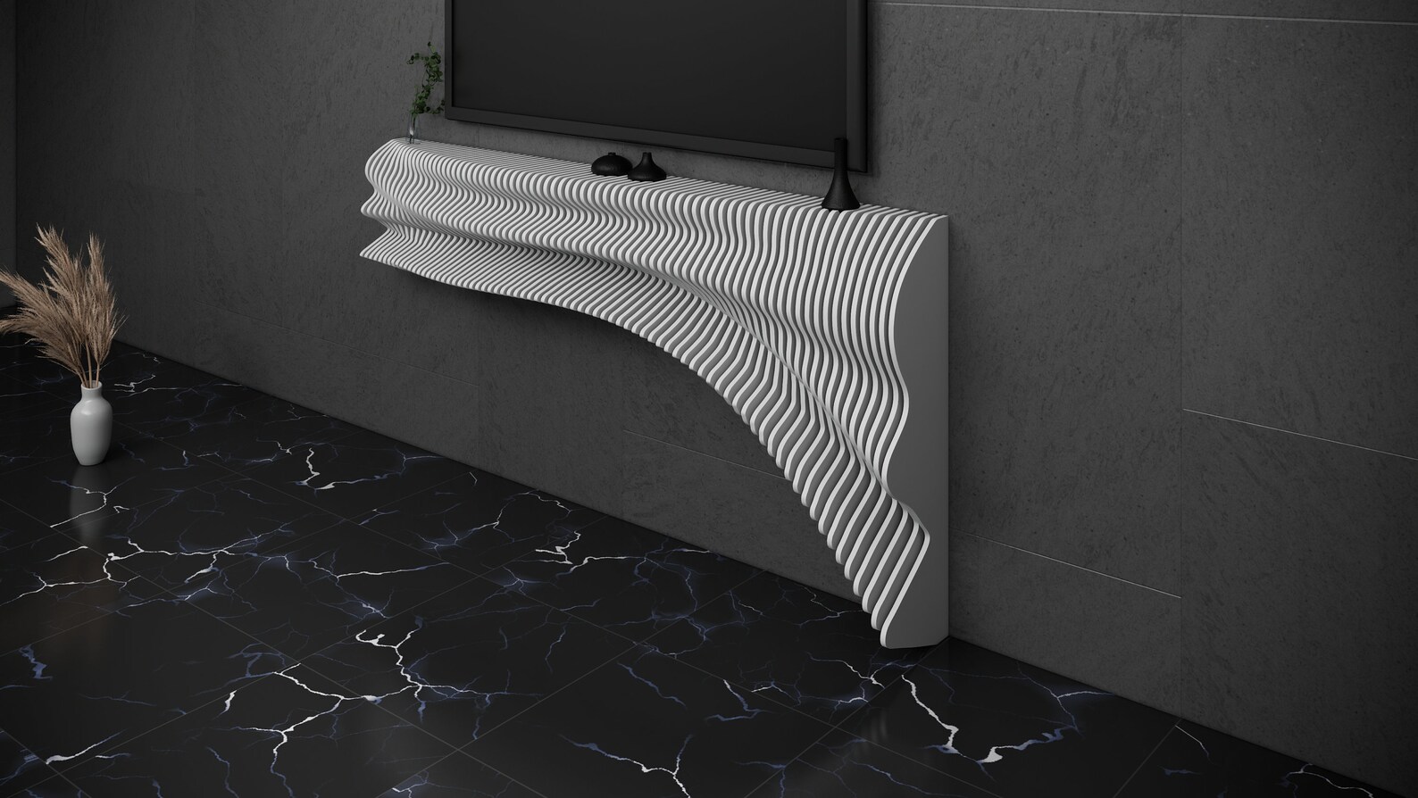 Parametric Shelf Unit Wavy Wooden Tv Unit Design & Architecture Art ...