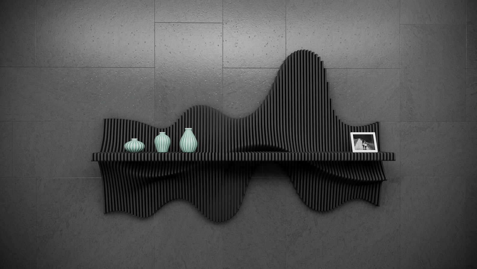 Parametric Wall Art Wavy Wooden Shelf Decor & Modern Furniture Design ...