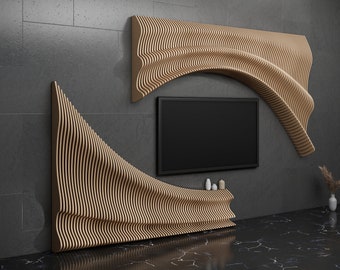Parametric Art Wavy Wooden Panel and Modern TV Unit Design CNC Router Cutting Machine File - Etsy