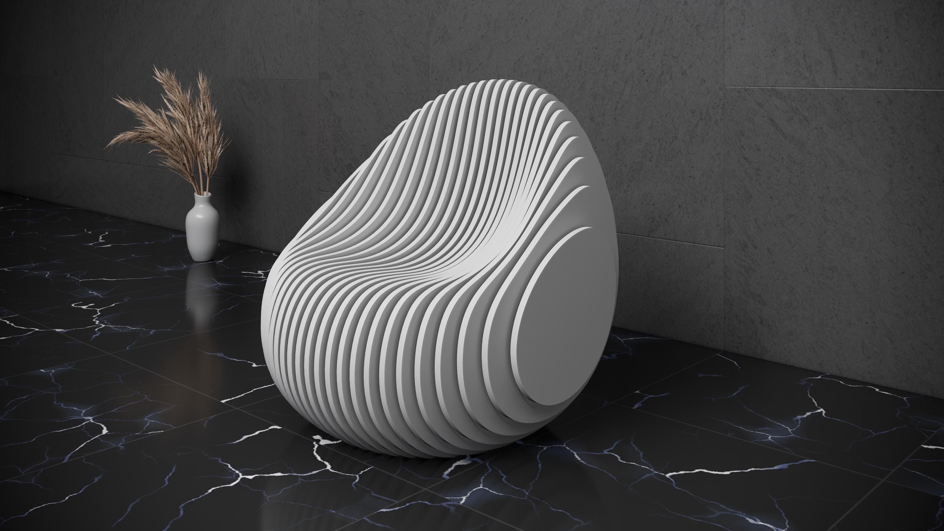 Parametric Design Wavy Wooden Art Chair Model - Interior Modern ...