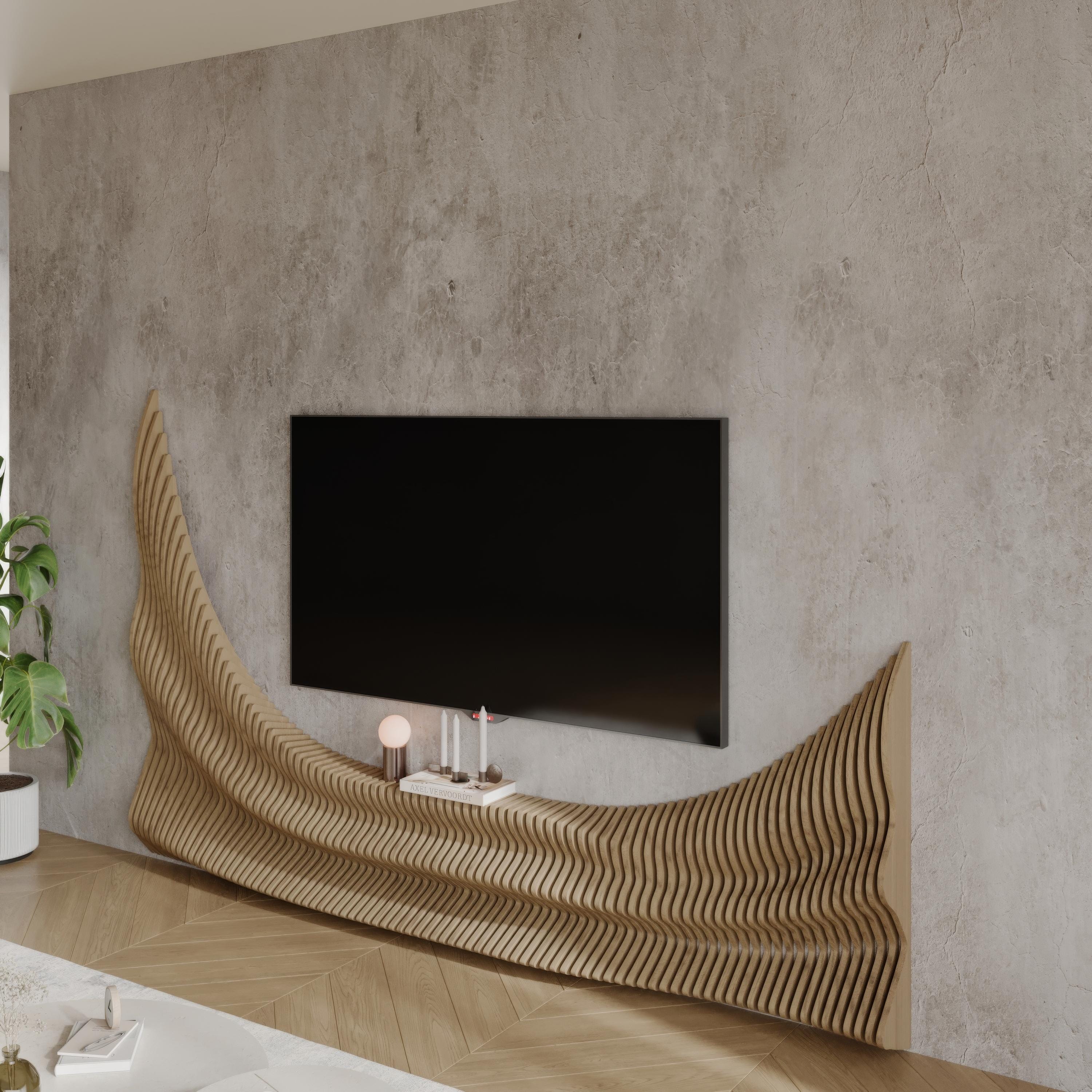 Parametric Shelf Unit Wavy Wooden Tv Unit Design & Architecture Art ...