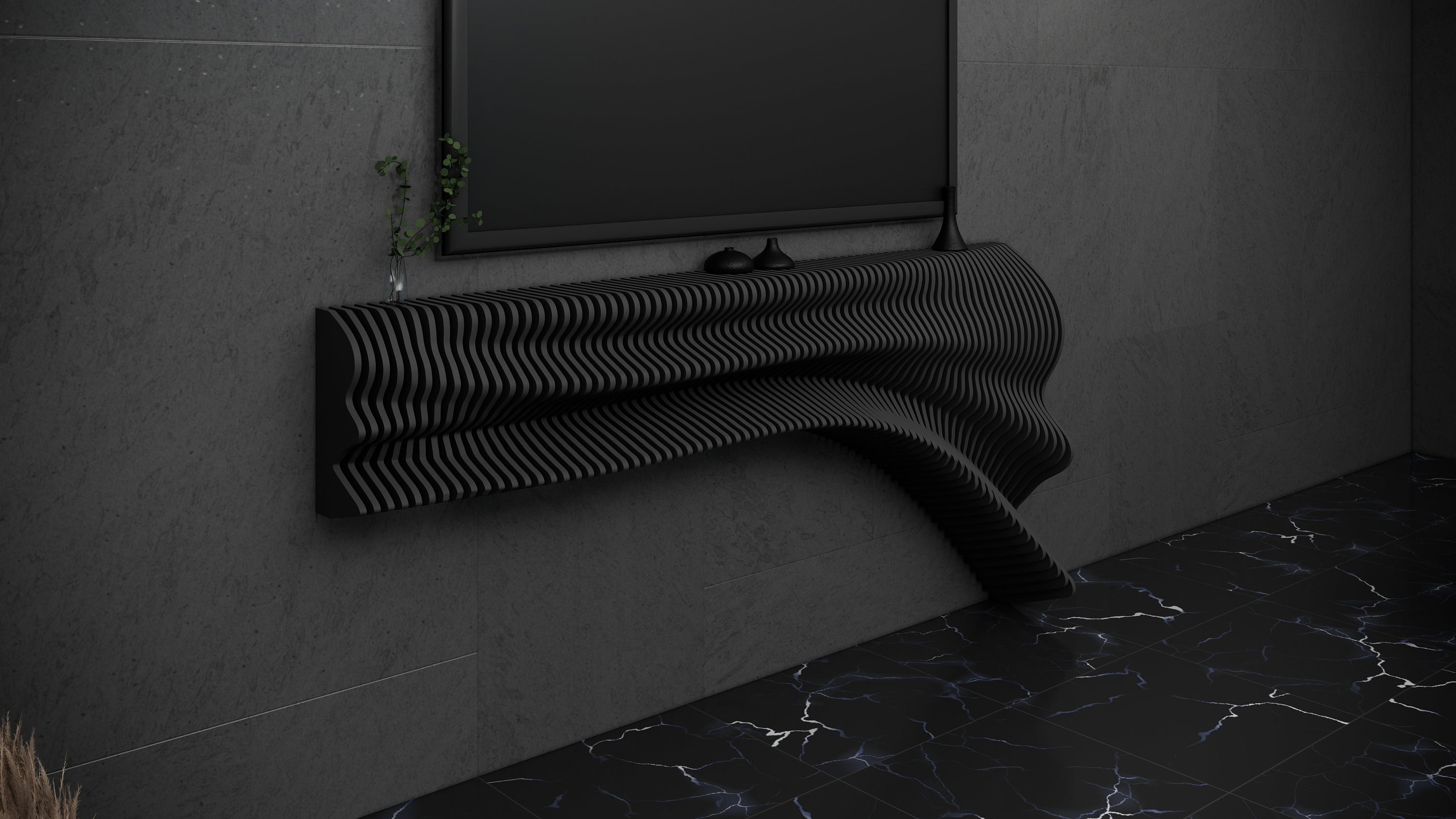 Parametric Shelf Unit Wavy Wooden Tv Unit Design & Architecture Art ...